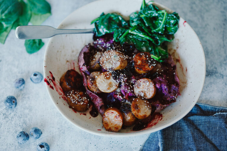 Purple Stuffed Breakfast Sweet Potatoes - (Egg Free) Danielle Walker
