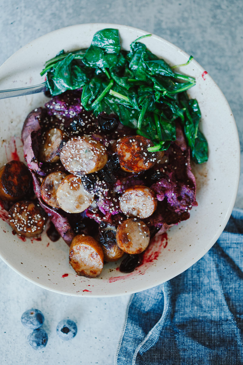 Purple Stuffed Breakfast Sweet Potatoes - (Egg Free) Danielle Walker