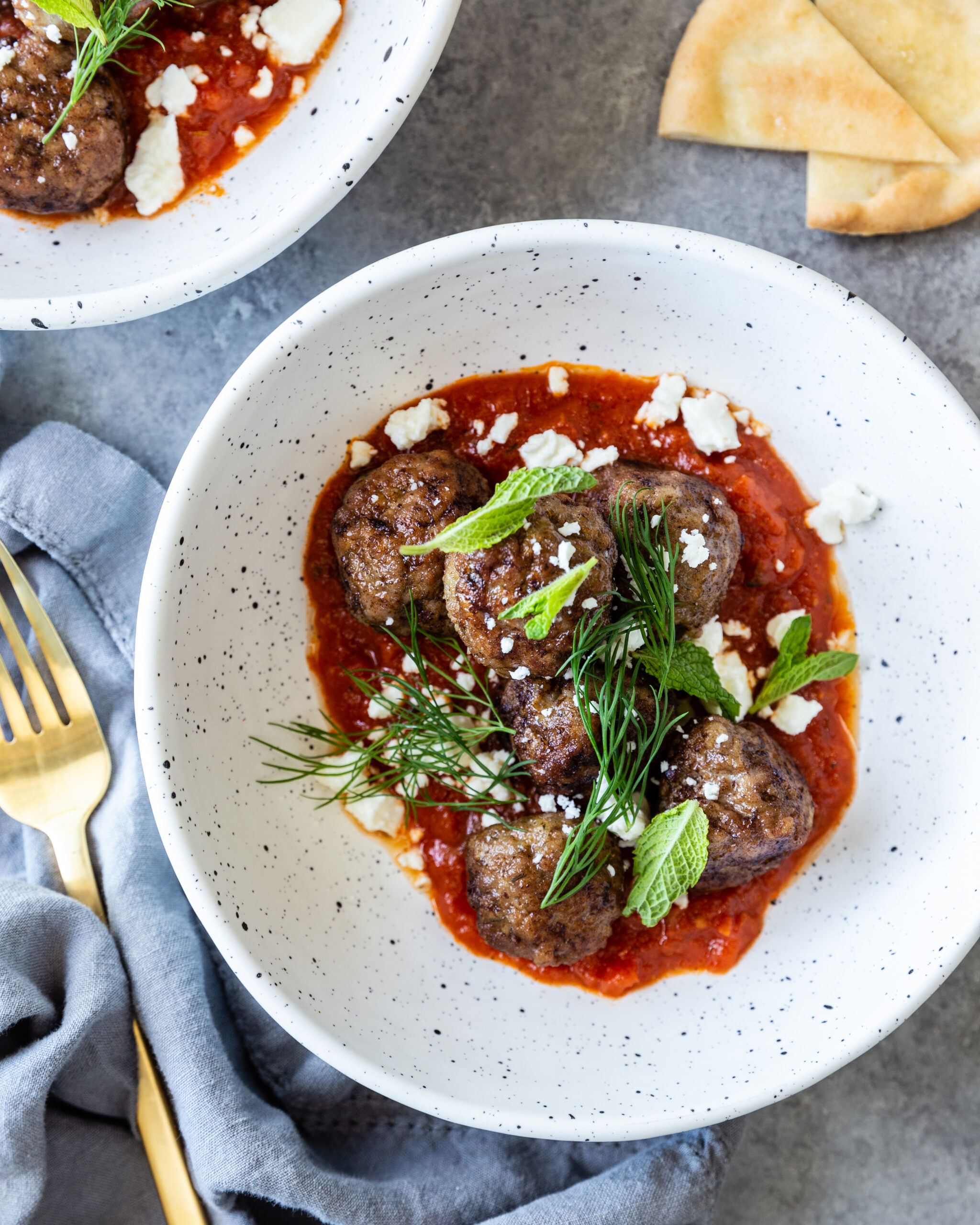Paleo Lamb Keftedes with Spiced Tomato Sauce and Feta - Danielle Walker