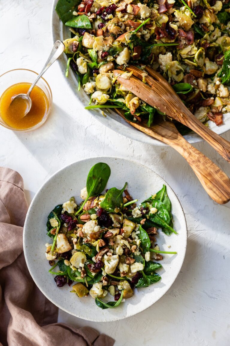 Warm Brussels Sprouts-Spinach Salad - Danielle Walker
