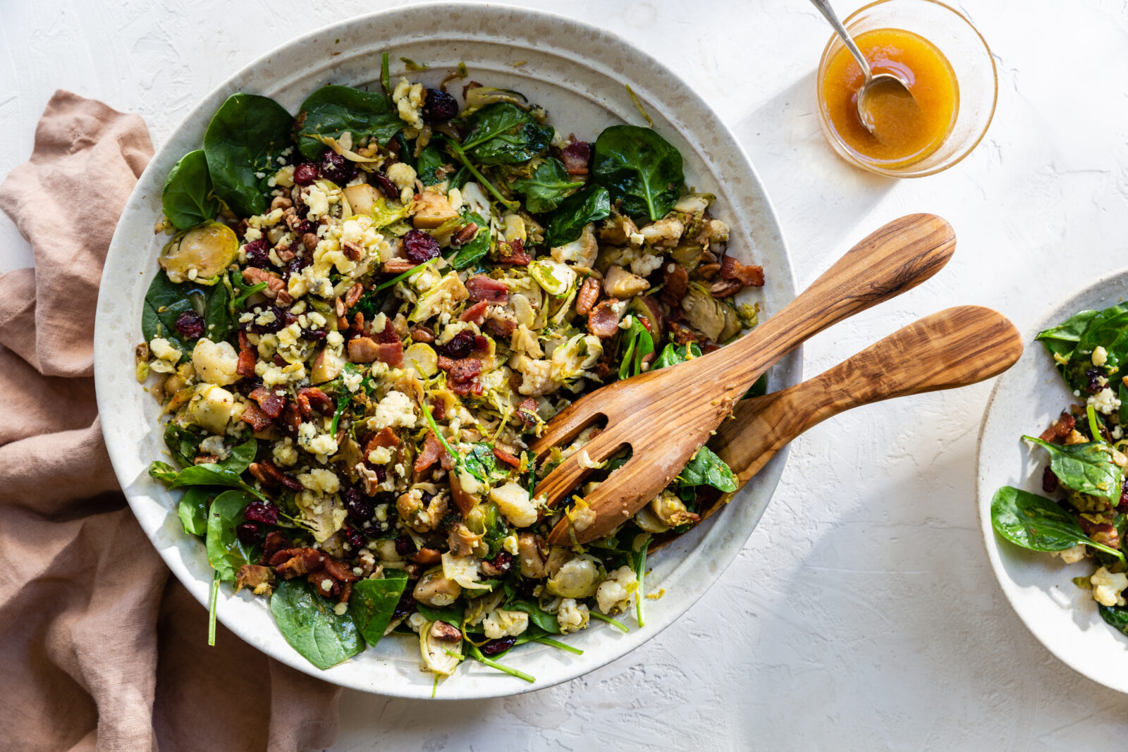 Warm Brussels Sprouts-Spinach Salad - Danielle Walker